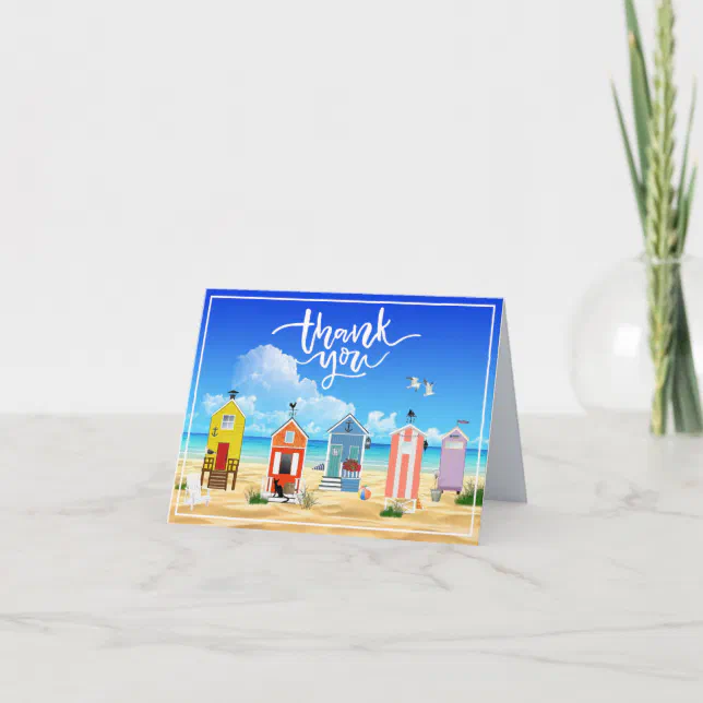 Beach Hut Ocean Thank You Card | Zazzle