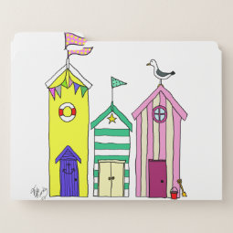 Beach Huts File Folder | Zazzle