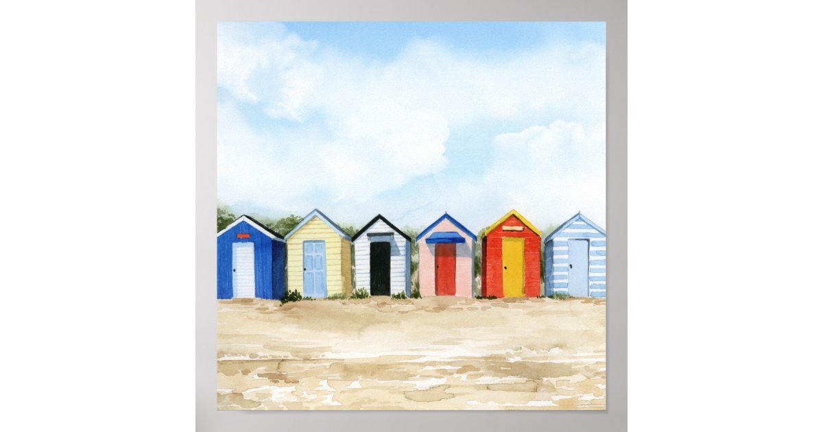 Beach Huts I Poster | Zazzle
