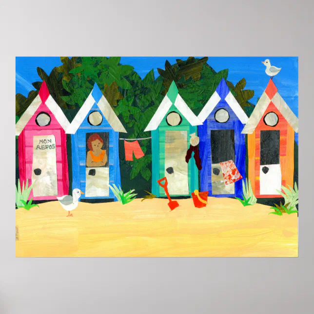 'Beach Huts' Poster | Zazzle