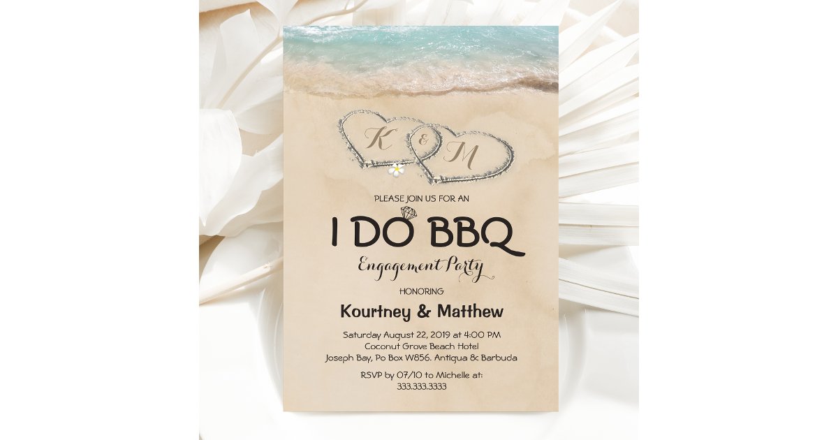 Beach I DO BBQ Engagement Party Invitation | Zazzle