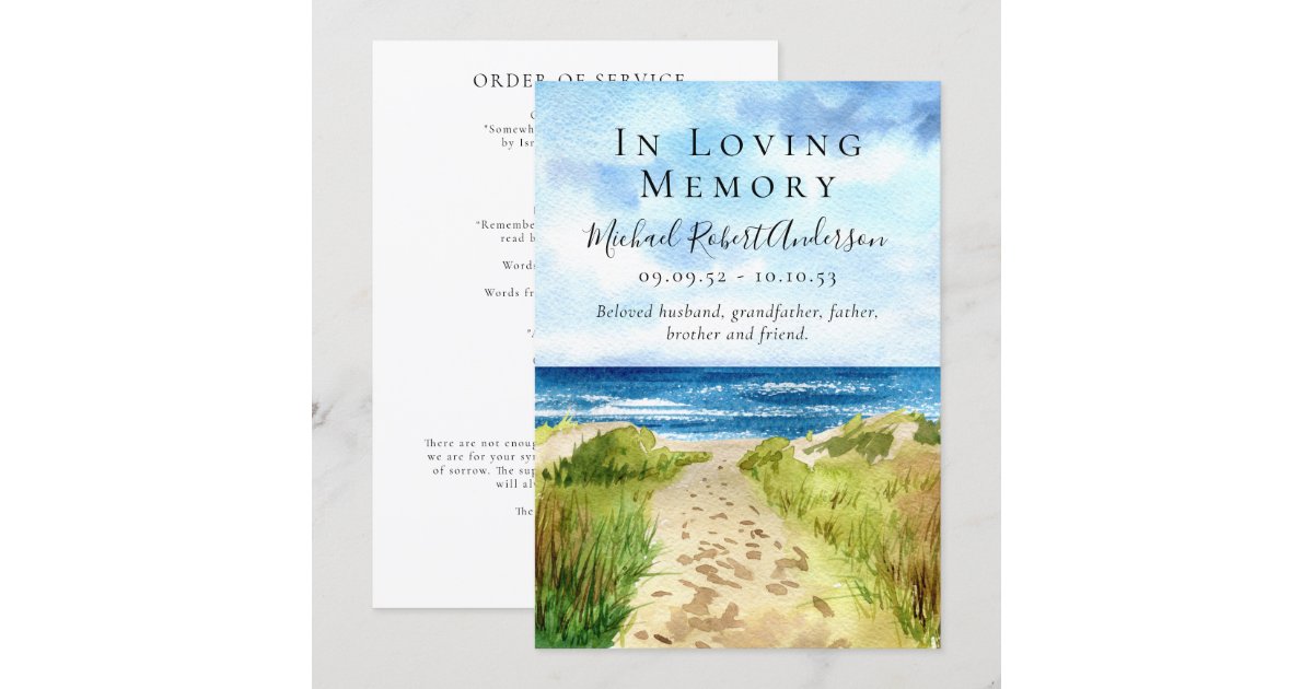 Beach In Loving Memory Funeral Program | Zazzle