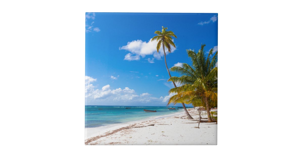 Beach in Saona Dominican Republic Tile | Zazzle