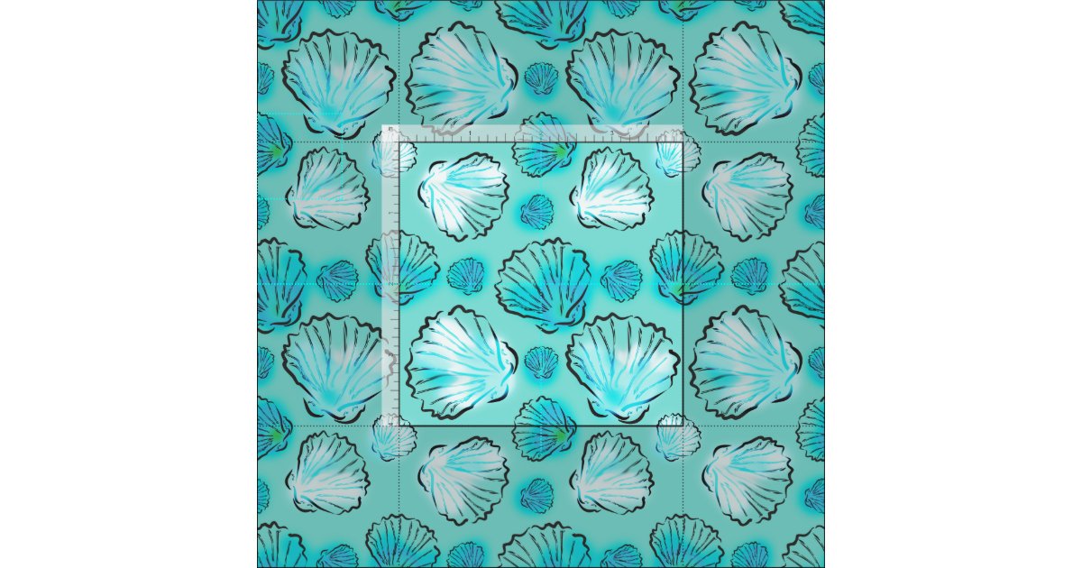 Beach Inspired Fabric|Stylish Teal Clam Shells Fabric | Zazzle