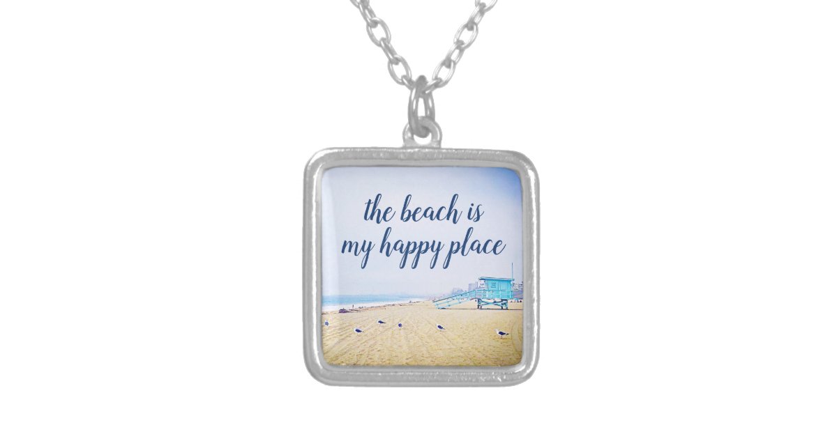 Beach Is My Happy Place Script CA Ocean Landscape Silver Plated ...