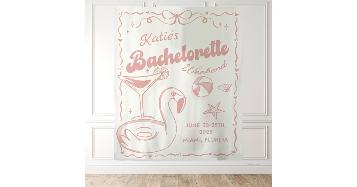 Beach Last Toast Pink Bachelorette Party Tapestry | Zazzle