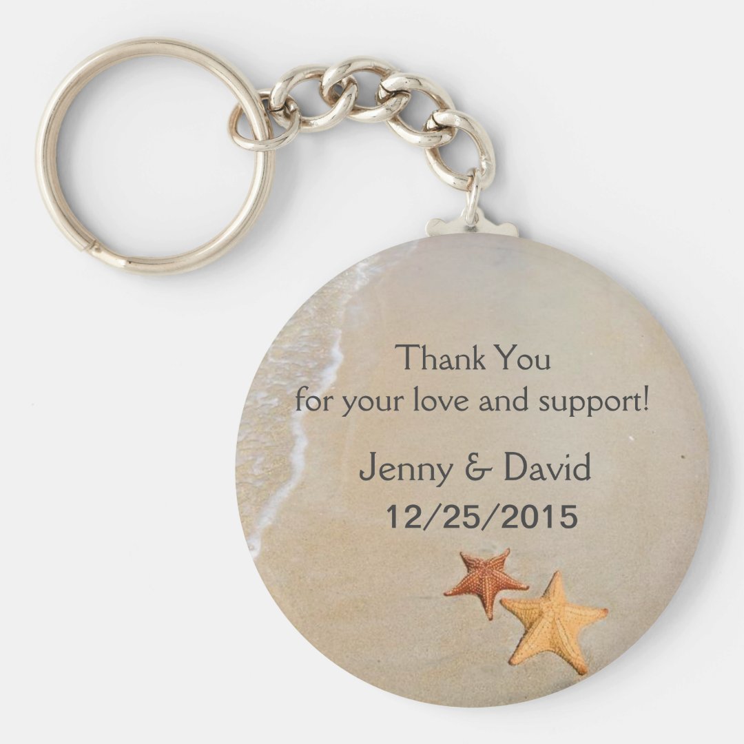 Beach Love Personalized Key Ring Wedding Favor | Zazzle