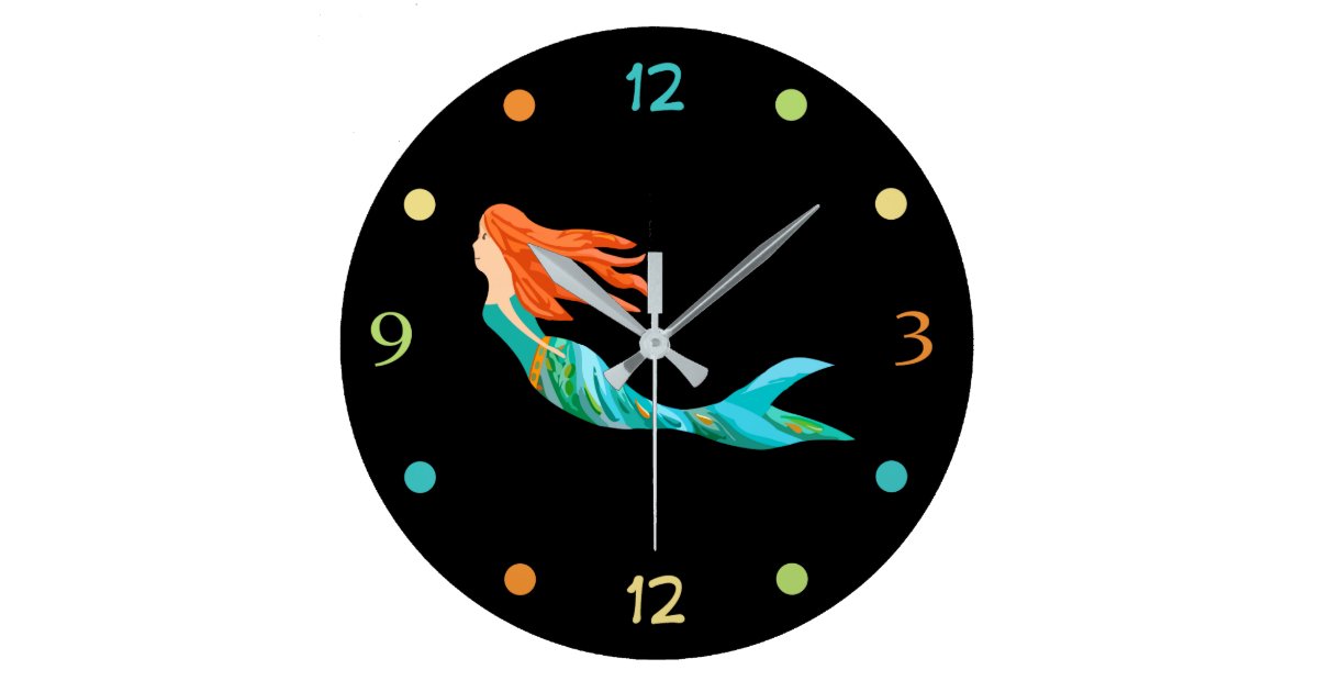Beach Mermaid Wall Decor Large Clock | Zazzle.com