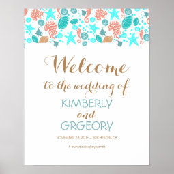 Beach Nautical Ocean Wedding Welcome Sign | Zazzle