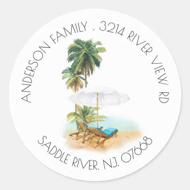 Beach | New Home Address Label Sticker | Zazzle