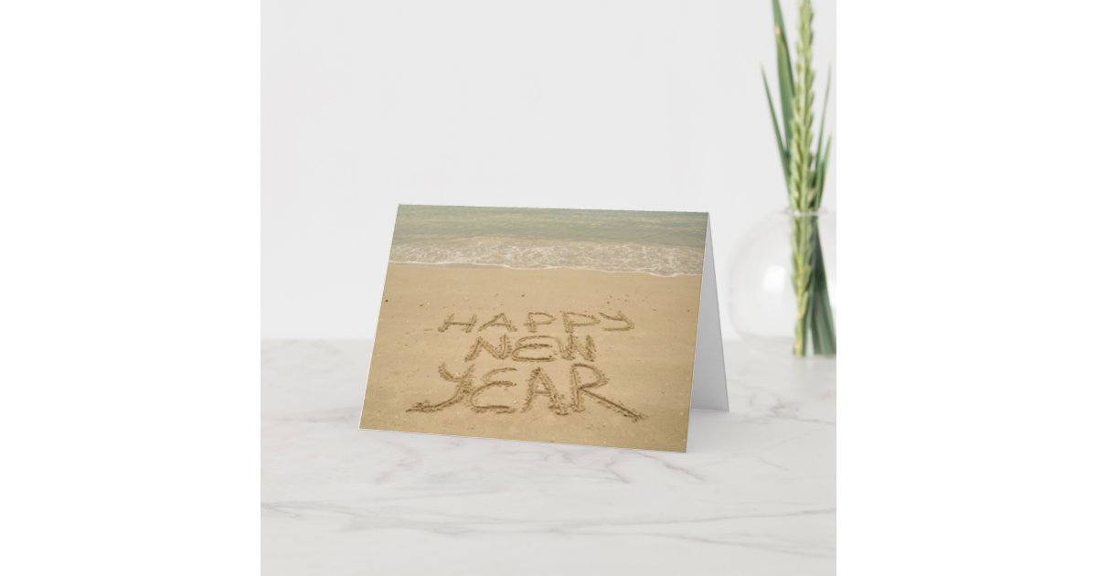 Beach New Years Holiday Card | Zazzle