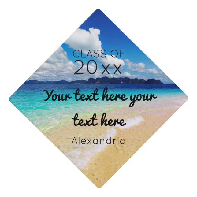 Beach & Ocean and Your Text Graduation Cap Topper | Zazzle