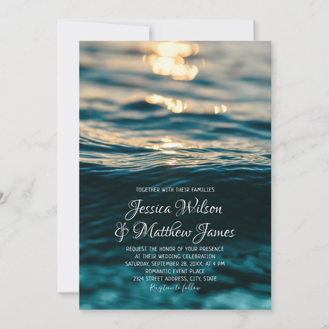 Beach Ocean Destination Nautical Sunset Wedding Invitation | Zazzle