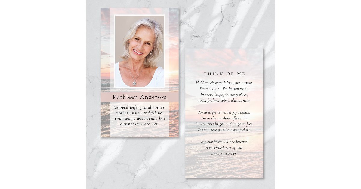 Beach Ocean Memorial Card | Zazzle