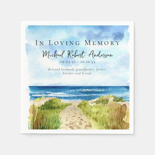 Beach Ocean Memorial Funeral Napkins | Zazzle