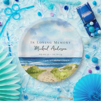 Beach Ocean Memorial Funeral Wake Paper Plates | Zazzle
