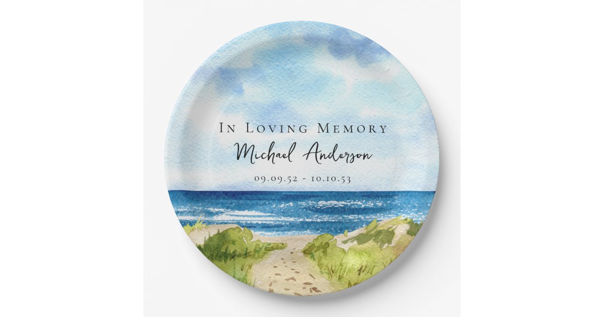 Beach Ocean Memorial Funeral Wake Paper Plates | Zazzle
