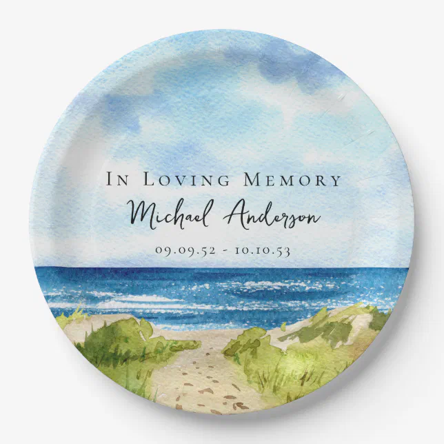 Beach Ocean Memorial Funeral Wake Paper Plates | Zazzle