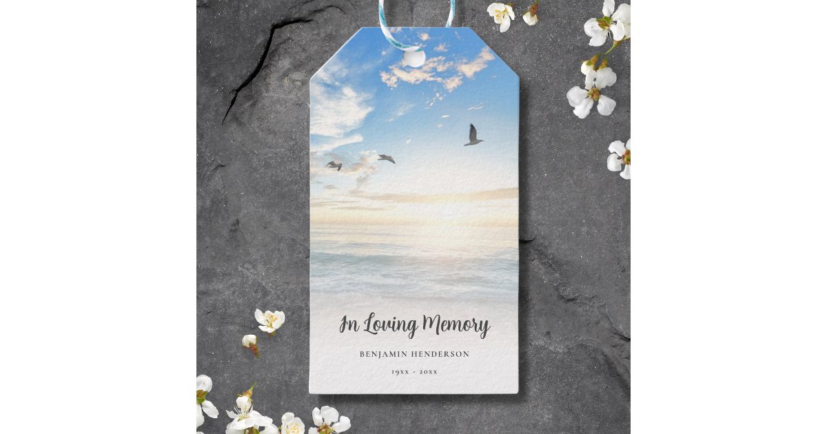 Beach Ocean Memorial or Funeral Tribute Gift Tags | Zazzle