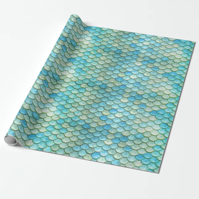 Beach Ocean Mermaid Fish Scales Wrapping Paper | Zazzle