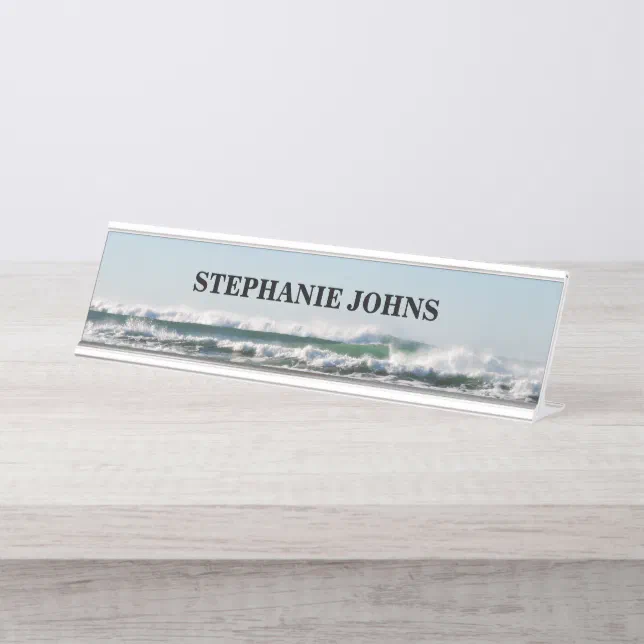 Beach Ocean Monogrammed Name Water Blue Classy Desk Name Plate | Zazzle