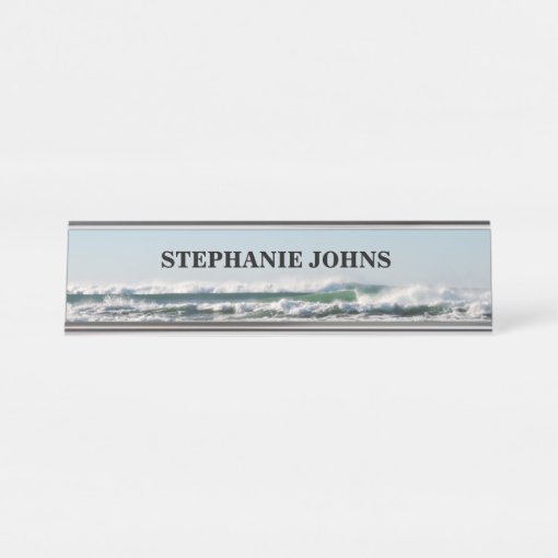 Beach Ocean Monogrammed Name Water Blue Classy Desk Name Plate | Zazzle