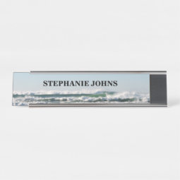 Beach Ocean Monogrammed Name Water Blue Classy Desk Name Plate | Zazzle