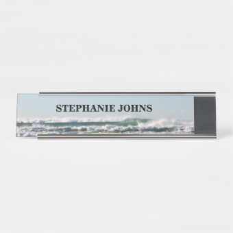 Beach Ocean Monogrammed Name Water Blue Classy Desk Name Plate | Zazzle