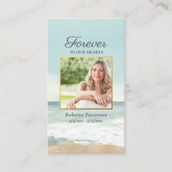 Beach Ocean Photo Funeral Memorial Prayer Card | Zazzle