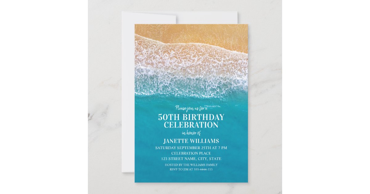 Beach Ocean Seaside Destination Nautical Birthday Invitation | Zazzle