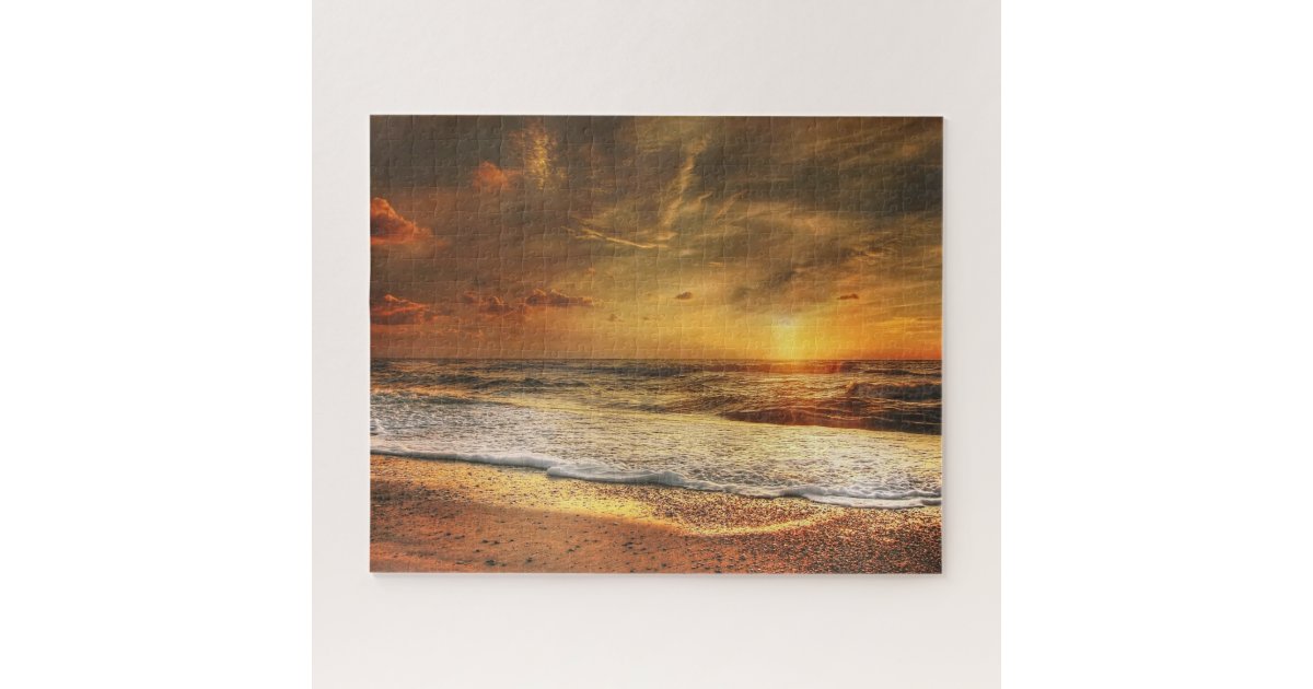 Beach Ocean Sunset Photo Puzzle | Zazzle