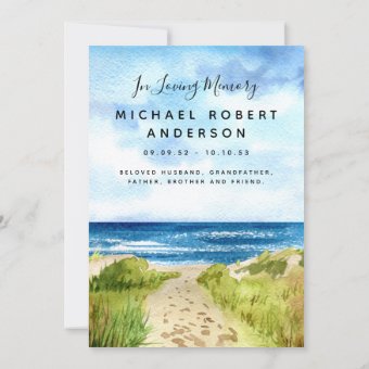 Beach Ocean Tribute Celebration of Life Memorial Invitation | Zazzle