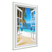 Beach Ocean View Fake Window Canvas Print | Zazzle