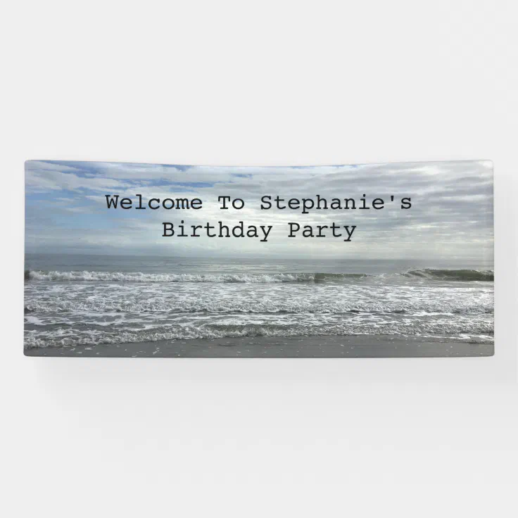 Beach Ocean Water Sky Photo Cool Birthday Party Banner | Zazzle