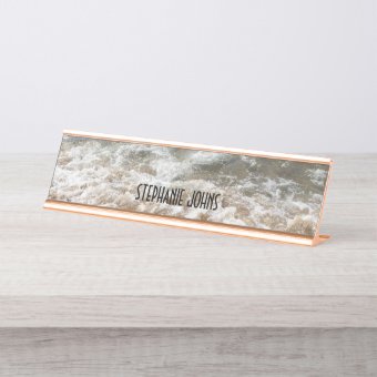 Beach Ocean Water Waves Monogram Custom Name Gift Desk Name Plate | Zazzle
