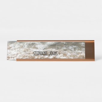 Beach Ocean Water Waves Monogram Custom Name Gift Desk Name Plate | Zazzle