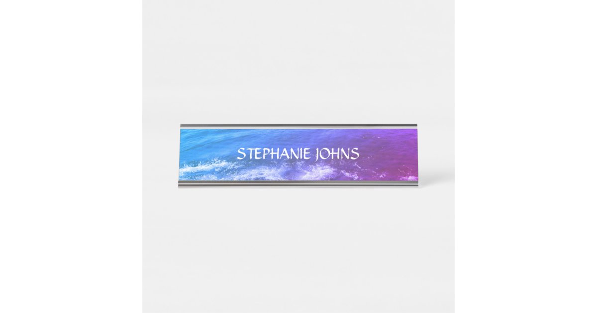 Beach Ocean Wave Monograms Custom Name Abstract Desk Name Plate | Zazzle