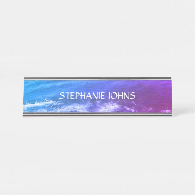Beach Ocean Wave Monograms Custom Name Abstract Desk Name Plate | Zazzle