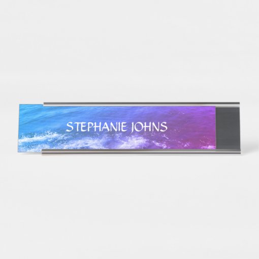 Beach Ocean Wave Monograms Custom Name Abstract Desk Name Plate | Zazzle