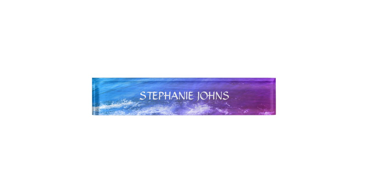 Beach Ocean Wave Monograms Custom Name Artsy Desk Name Plate | Zazzle