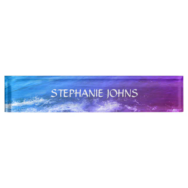 Beach Ocean Wave Monograms Custom Name Artsy Desk Name Plate | Zazzle