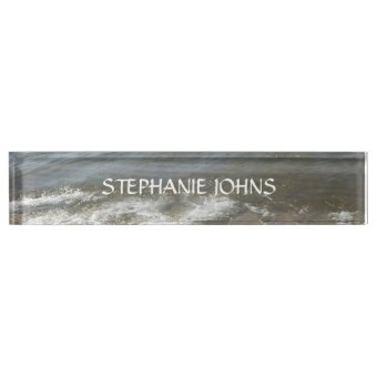 Beach Ocean Waves Monogram Custom Name Blue Water Desk Name Plate | Zazzle