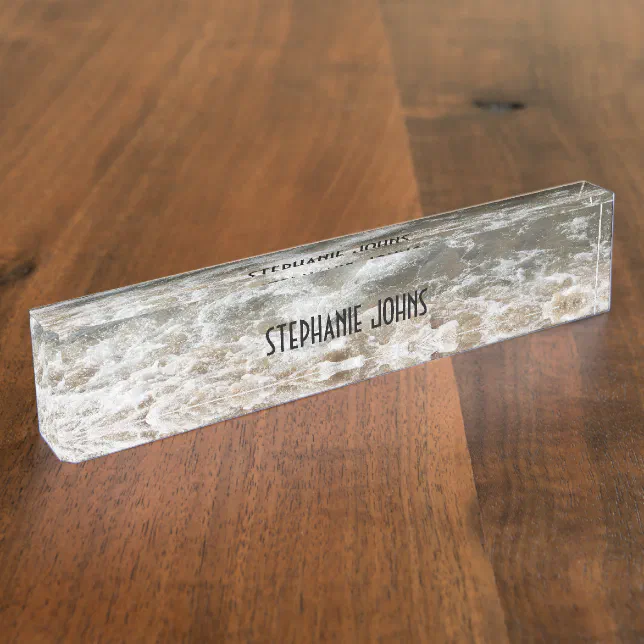 Beach Ocean Waves Monogram Custom Name Water Photo Desk Name Plate | Zazzle