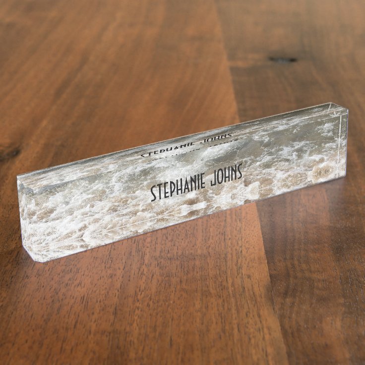 Beach Ocean Waves Monogram Custom Name Water Photo Desk Name Plate | Zazzle