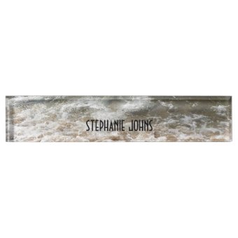 Beach Ocean Waves Monogram Custom Name Water Photo Desk Name Plate | Zazzle