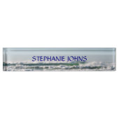 Beach Ocean Waves Monogrammed Name Blue Water Desk Name Plate | Zazzle