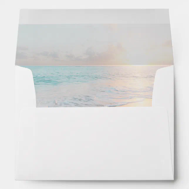 Beach Ocean Waves Sunset Peach Light Teal Custom Envelope | Zazzle
