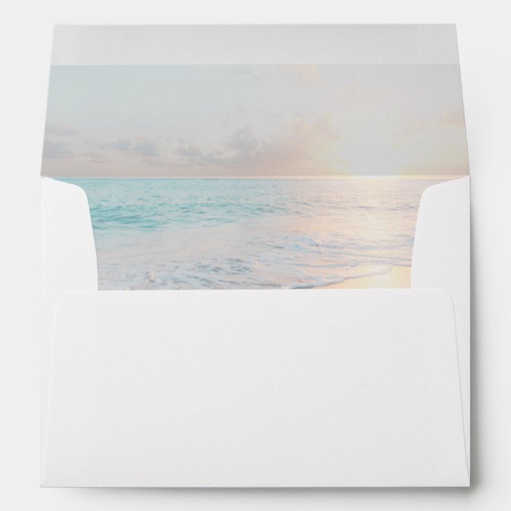 Beach Ocean Waves Sunset Peach Light Teal Custom Envelope | Zazzle