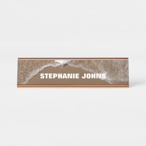 Beach Ocean Waves Water Monogram Custom Name Cute Desk Name Plate | Zazzle