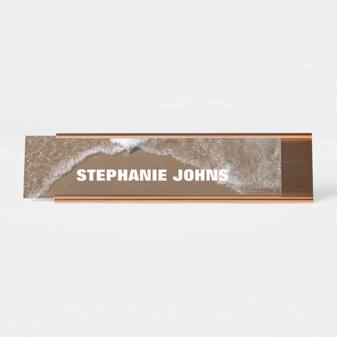 Beach Ocean Waves Water Monogram Custom Name Cute Desk Name Plate | Zazzle
